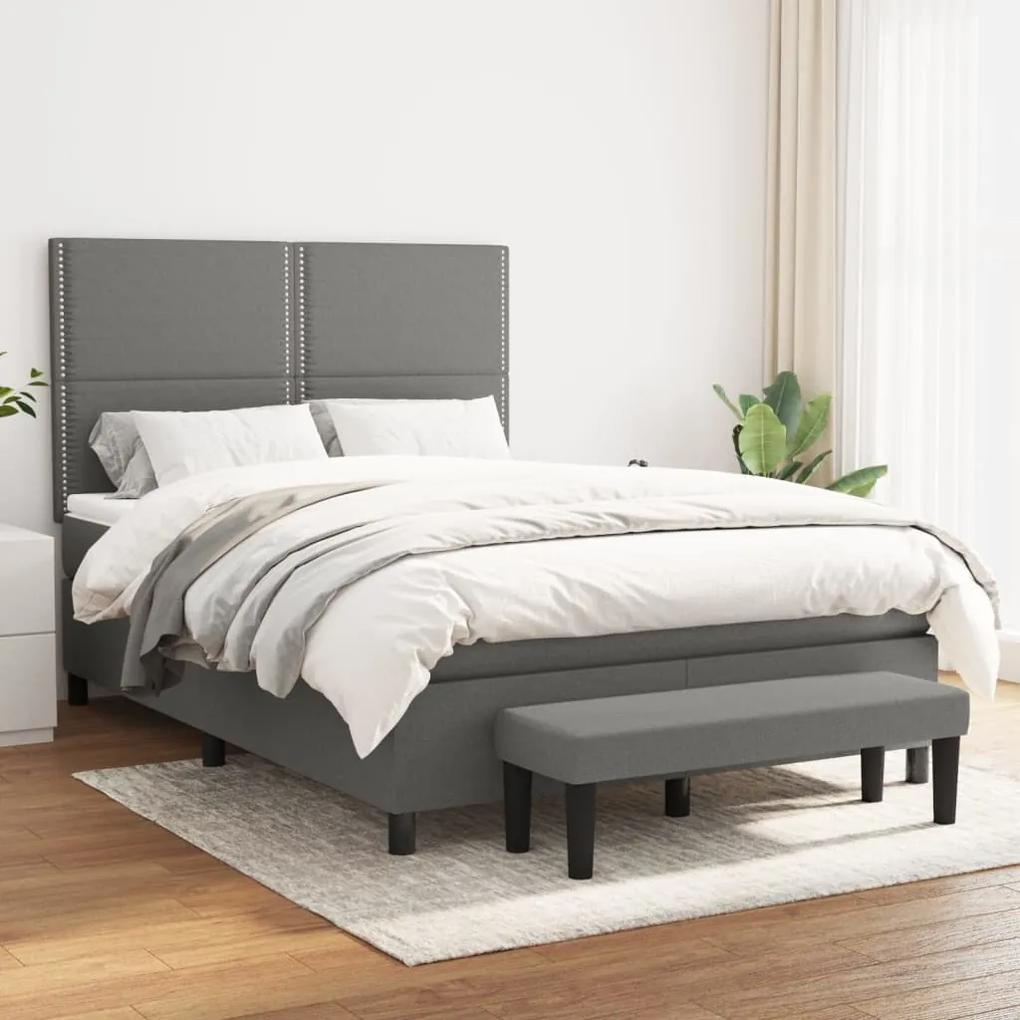 Box spring postel s matrací tmavě šedá 140x200 cm textil,  3136518