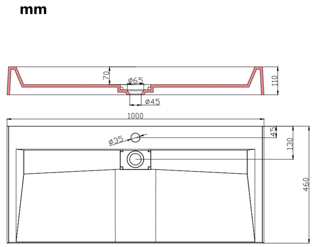 vidaXL Marketos Umyvadlo 100 x 46 x 11 cm minerální/mramorový kompozit bílé