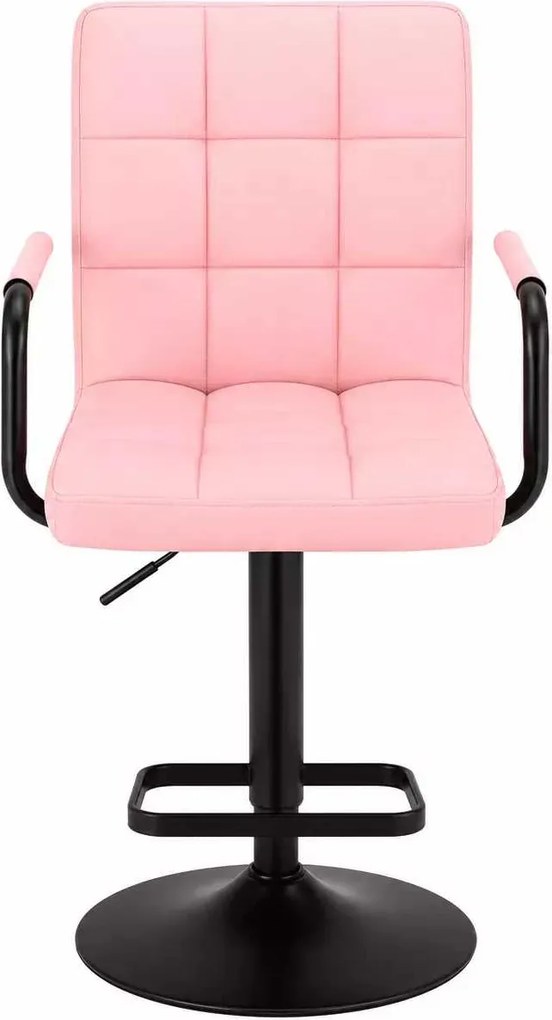 LuxuryForm DESIGN Barová židle VERONA BLACK na černé kulaté podstavě - růžová