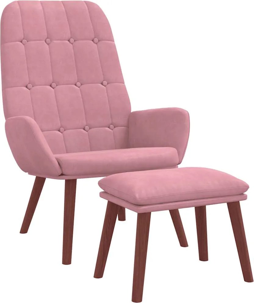 Relaxační křeslo s podnožkou růžové samet 3315142