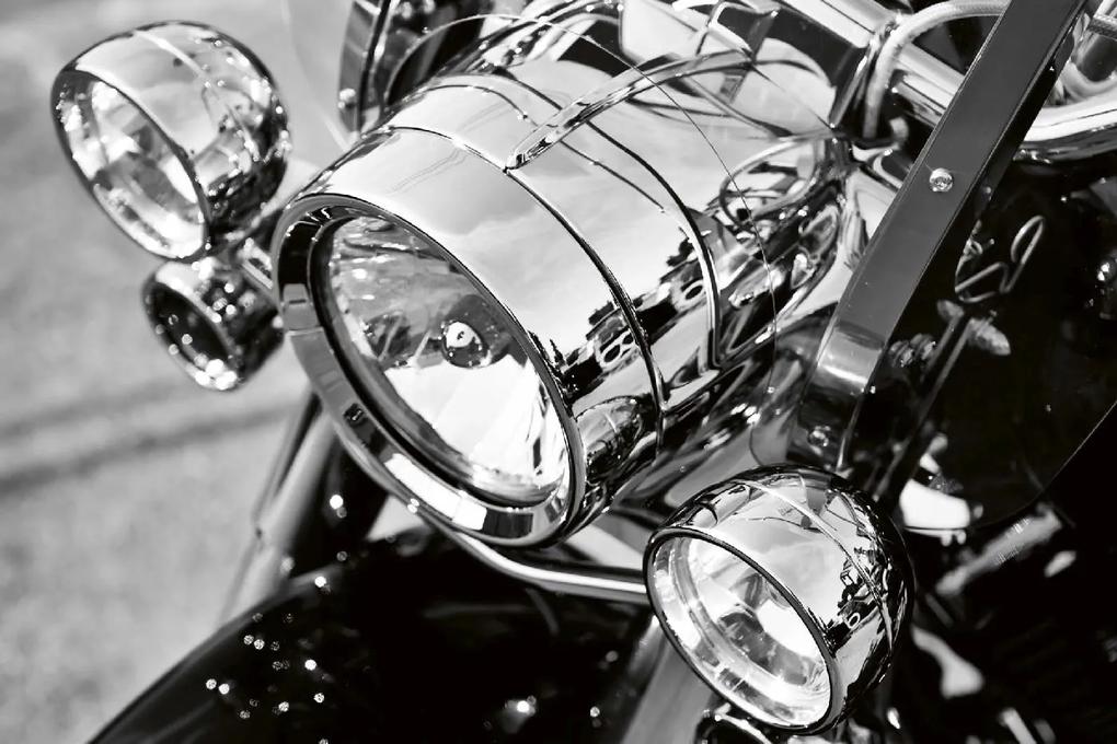 DIMEX | Samolepicí vliesová fototapeta na zeď Svetlomet motocyklu MA-5-2801 | 375 x 250 cm | černá, metalická