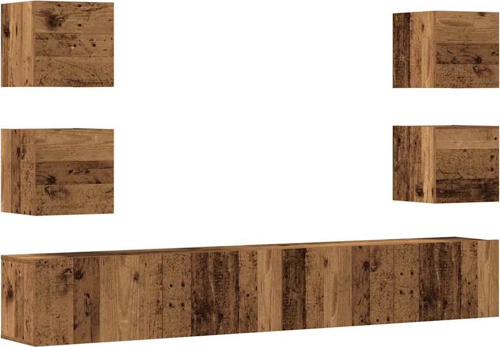 Nástěnné TV skříňky 6 ks Old Wood kompozitní 3328969
