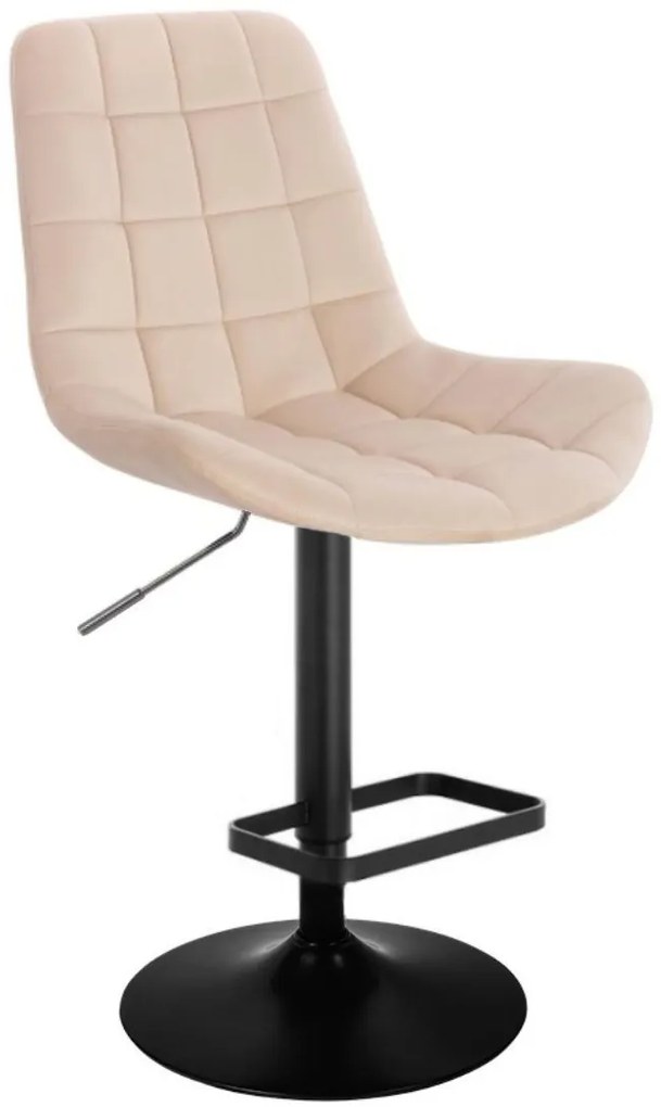 LuxuryForm DESIGN Barová židle PARIS VELUR na černé kulaté podstavě - krémová
