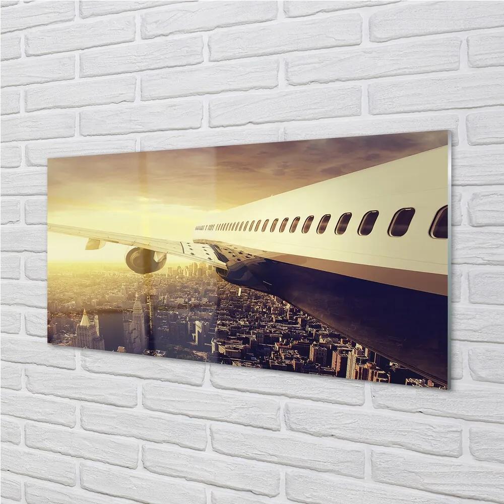 Obraz na skle Letadlo City West 140x70 cm
