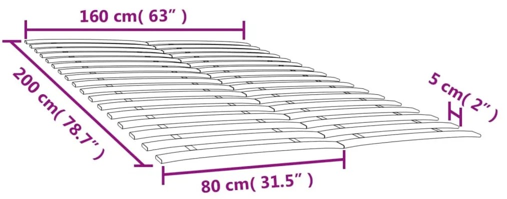 Lamelové rošty postele s 34 lamelami 2 ks 80 x 200 cm - Default Title