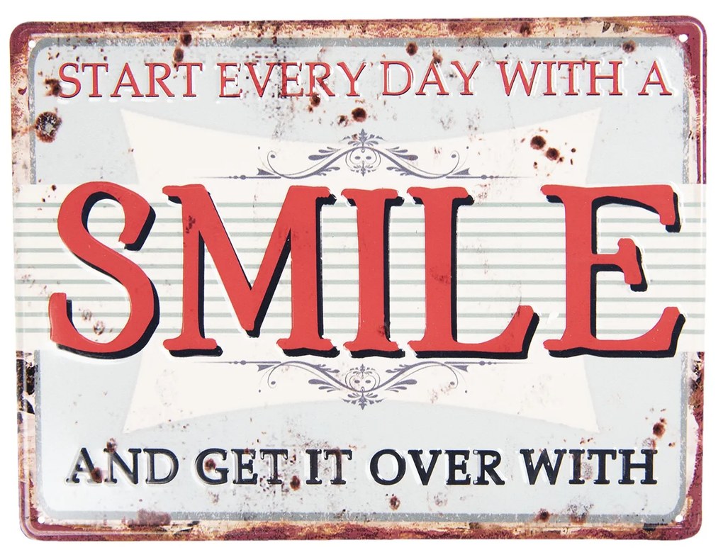 Kovová nástěnná cedule SMILE - 25*20 cm