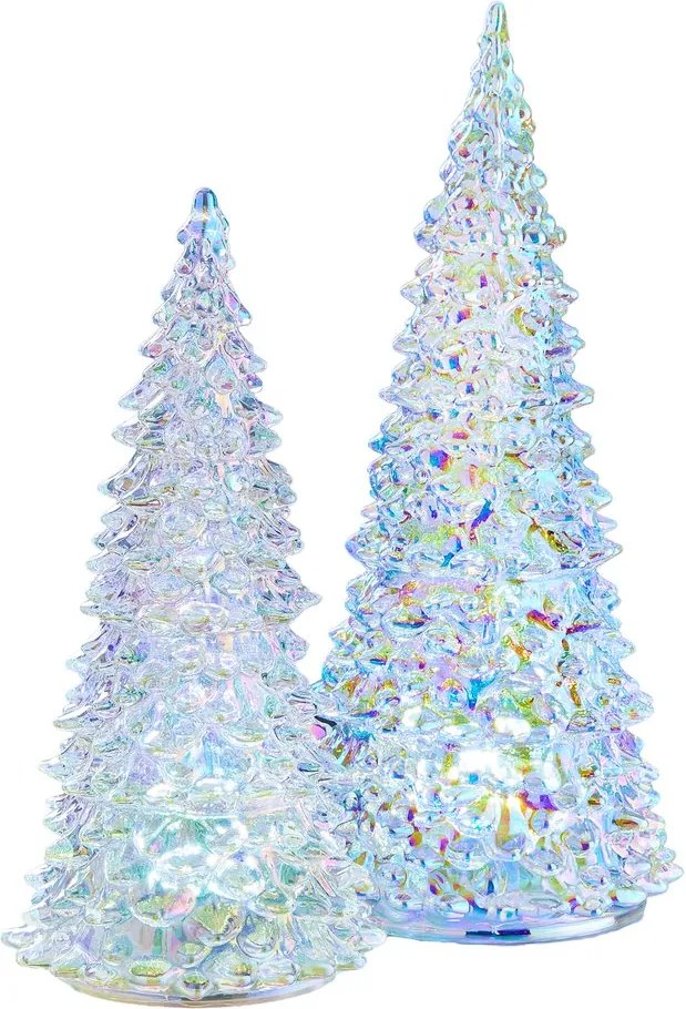 CRYSTAL LED Jedle skleněná 22 cm - stříbrná