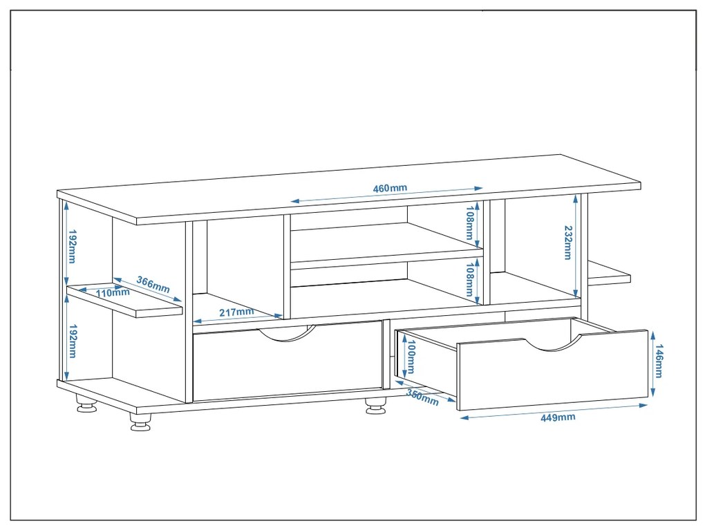 Vomaks unit, s.r.o. Televizní stolek PRIORA Barva: antracit + bílá
