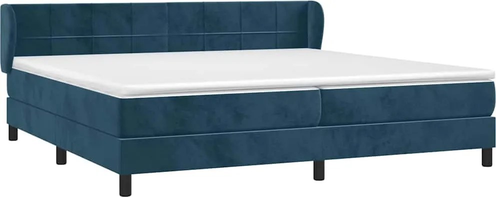 Box spring postel s matrací tmavě modrá 200x200 cm samet 3127515