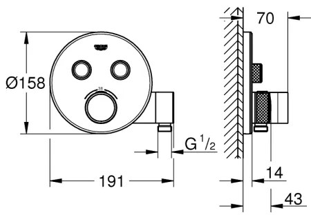GROHE 29120000 -Termost. sprch. podom. bat. GROHTHERM SMARTCONTROL + držák chrom