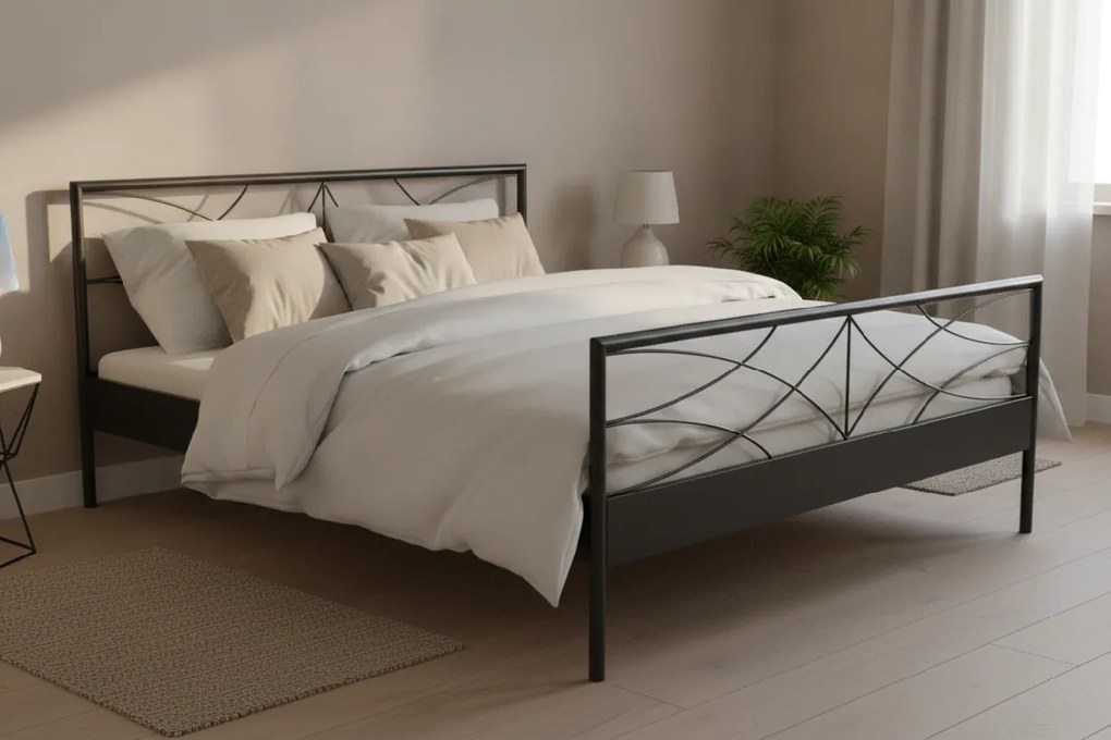 Nábytek ATIKA s.r.o. Kovová postel Bow Barevne provedení: stříbrná RAL 9006, Rozměr: 140 x 200 cm