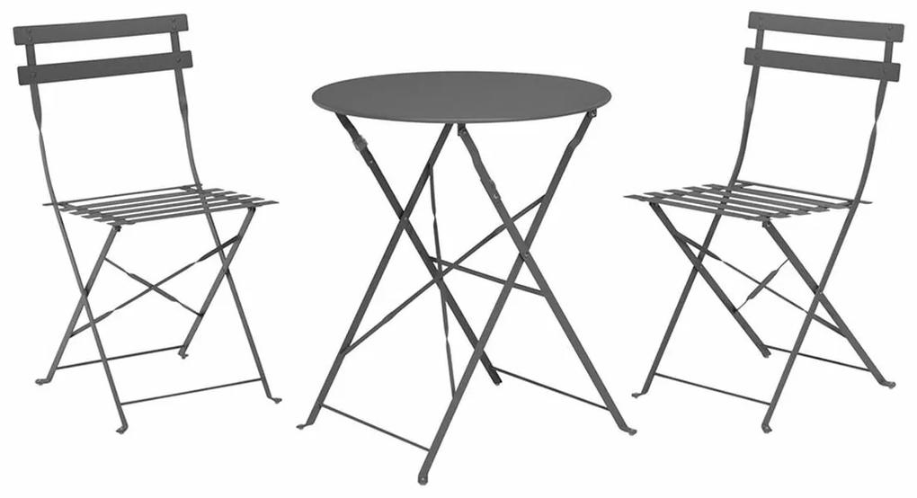 Stůl se 2 židlemi IPAE Progarden Bistró, skládací, antracit (3 kusy)