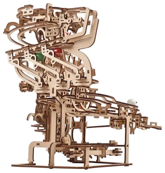 Ugears - 3D dřevěné mechanické puzzle Kuličková dráha řetězová