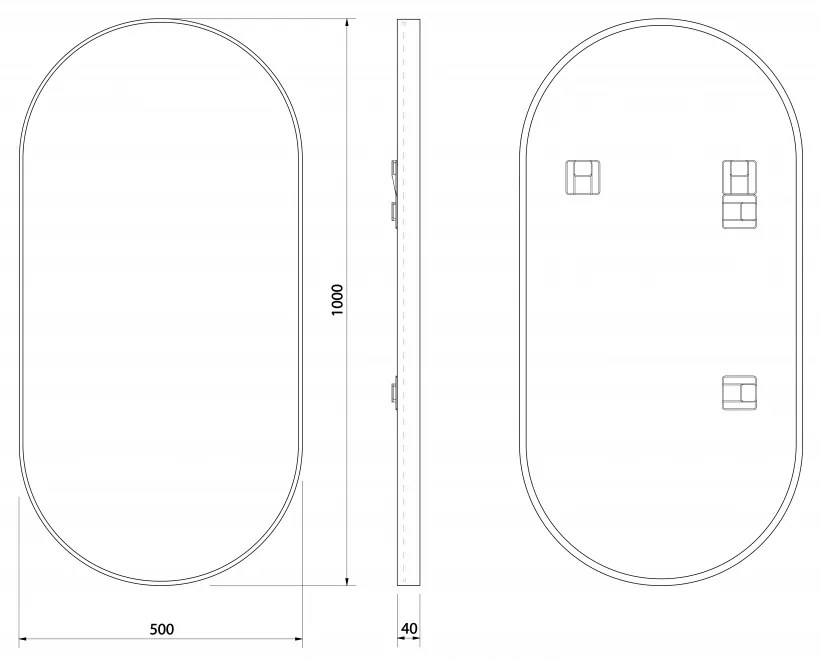 Sapho AVONA oválné zrcadlo v rámu 50x100cm, černá mat AV500