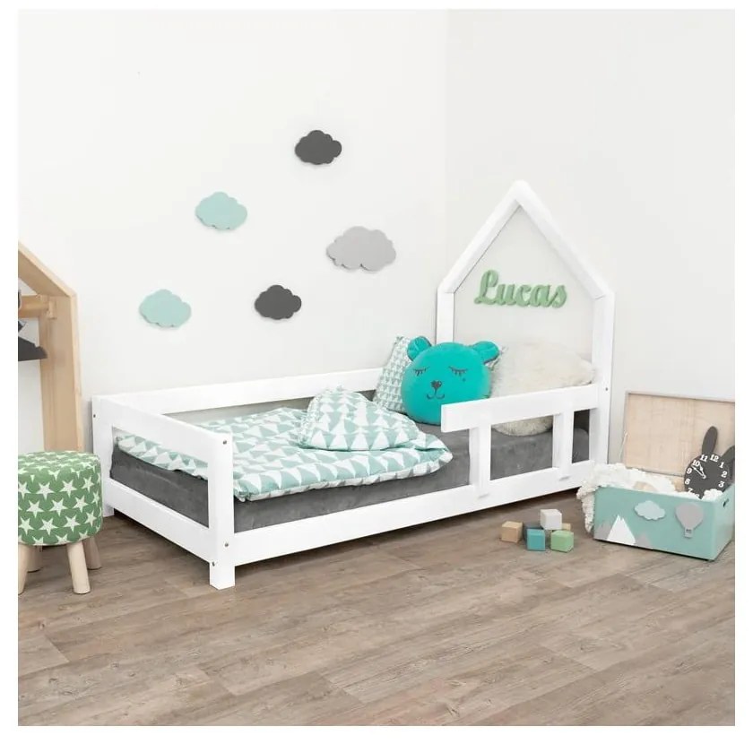 Bílá dřevěná dětská postel Benlemi Poppi, 90 x 190 cm