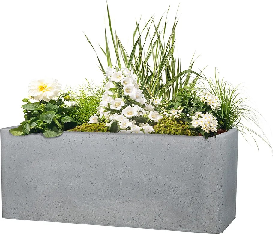 Scheurich Dlouhá nádoba »Cube Box«, plastová, čtvercová. (Stony Grey, Länge 60 cm)
