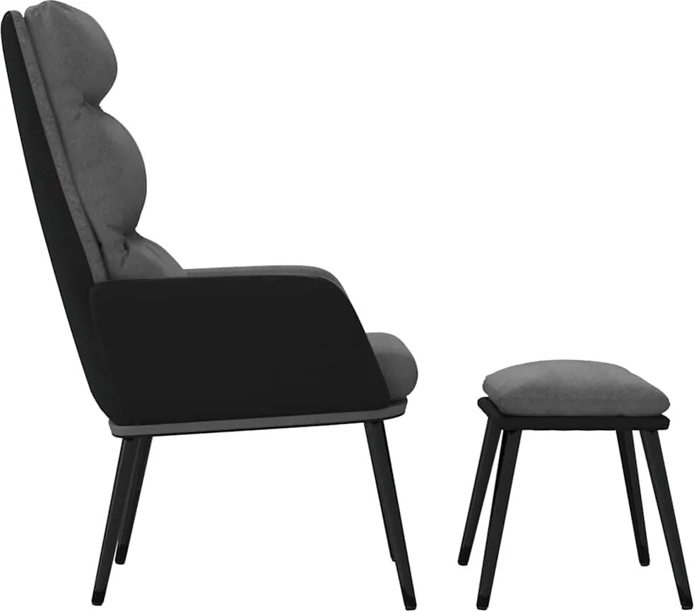 Relaxační křeslo se stoličkou světle šedé textil a umělá kůže 3097506