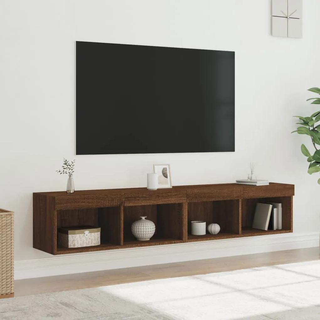 TV skříňky s LED osvětlením 2 ks hnědý dub 80 x 30 x 30 cm - Default Title