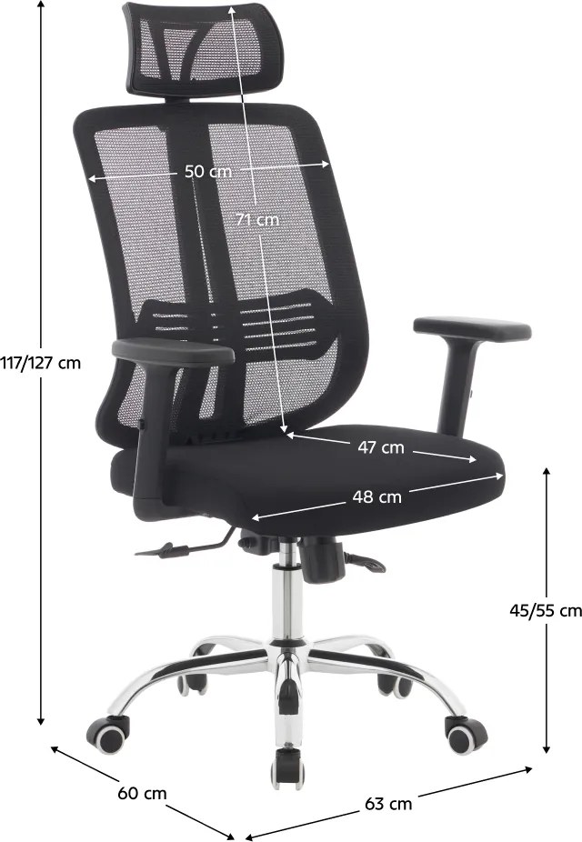 Ergonomická kancelářská židle APEX - černá síťovina / nosnost 150 kg