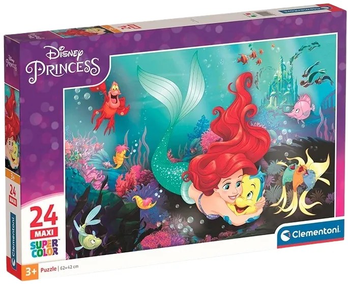 Clementoni - Puzzle 24 Disney princezny: Malá mořská víla MAXI