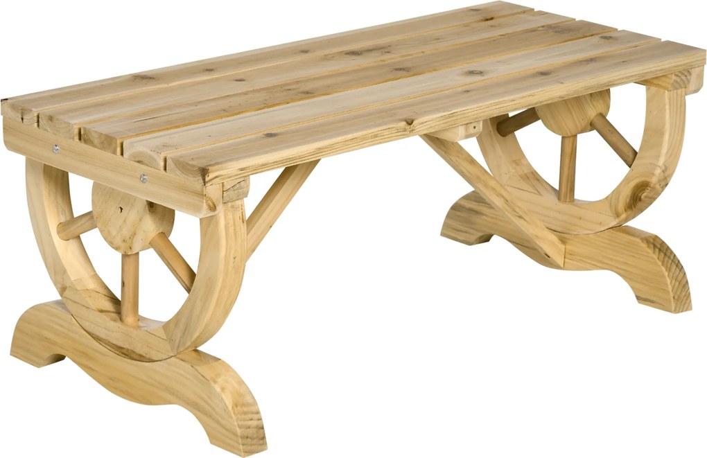 Zahradní lavice Outsunny, dřevěná, odolná vůči počasí, rustikální venkovní nábytek, Přírodní 98 x 50 x 39,5 cm | Aosom