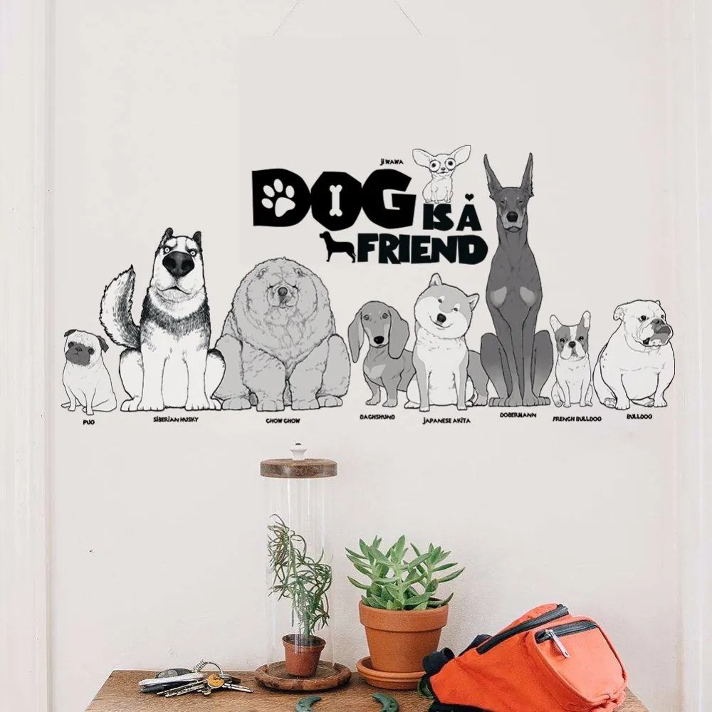 PIPPER | Samolepka na zeď "Pes je přítel" 76x35 cm