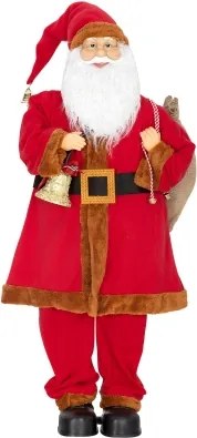 HOMCOM Santa Claus 120 cm, postava Mikuláše s pohyblivou hlavou a pažemi, zvonek a pytel, se zvukovým a dotykovým senzorem