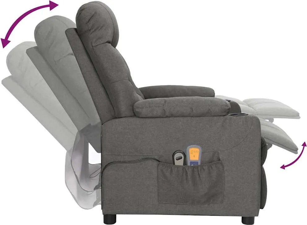 Elektrické masážní křeslo tmavě šedé textil 3098828