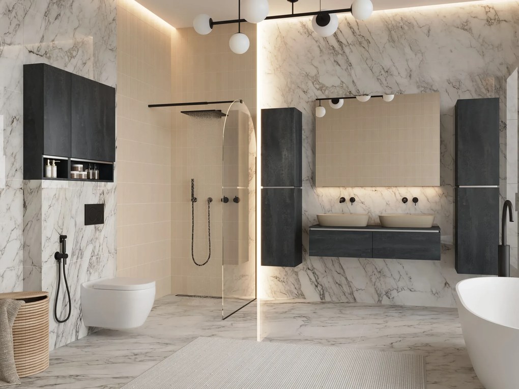 Závěsná skříňka pod umyvadlo Letto 03 60 cm černý beton