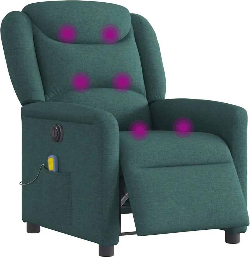 Elektrické masážní polohovací křeslo tmavě zelené textil 3303190