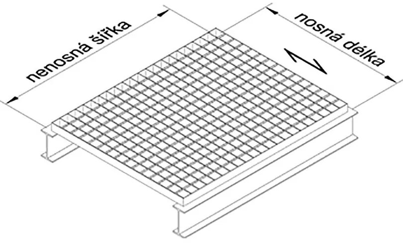 Ocelový podlahový rošt 90 x 100 x 3 cm, stříbrná