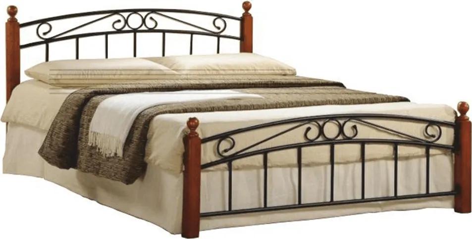 Tempo Kondela Manželská postel, třešeň/černý kov, 160x200, DOLORES