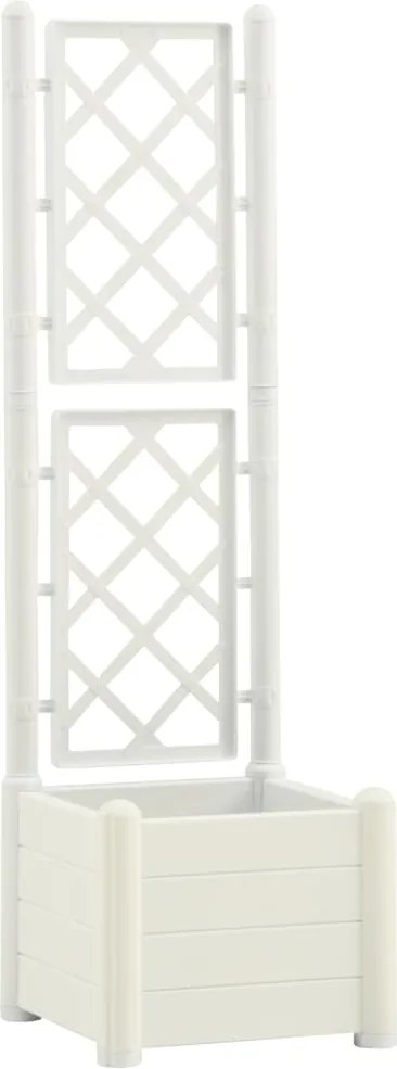 Zahradní truhlík s treláží 43 x 43 x 142 cm PP bílý 313979