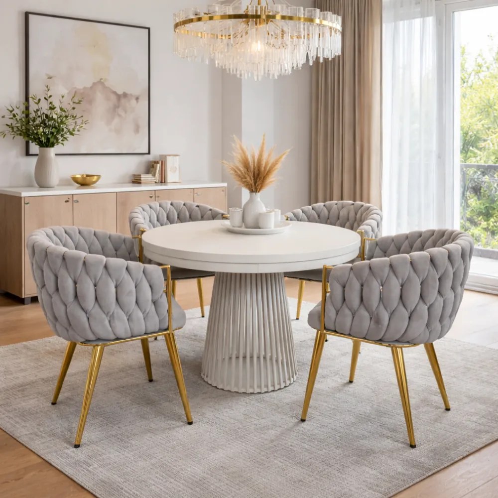 Jídelní křeslo, šedohnědá Taupe Velvet látka/gold chrom zlatý, DEILA