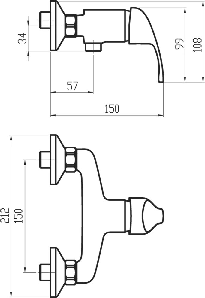 Novaservis Titania Iris Sprchová baterie bez příslušenství 150 mm, chrom, 92061/1,0