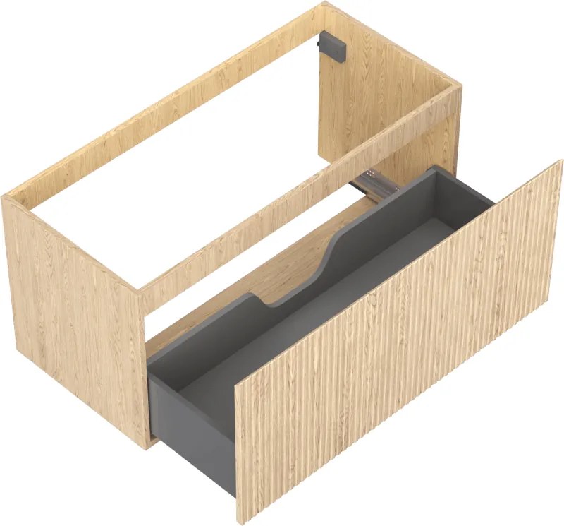 Mexen Rivel, koupelnová skříňka 100 cm, 1 zásuvka, drážkovaná, dub, 91A20-10047-1-BF81