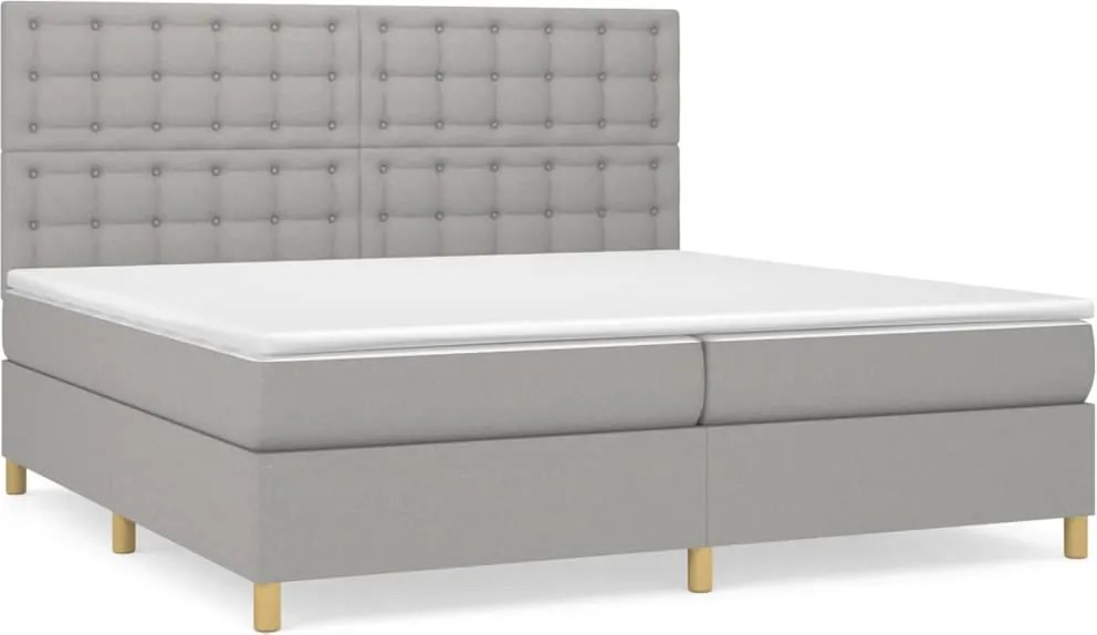 Box spring postel s matrací světle šedá 200 x 200 cm textil 3142681