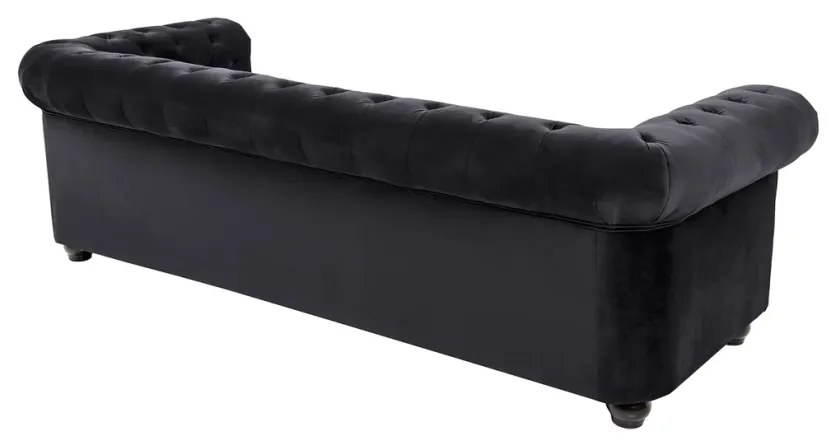 Massive home | 3místná pohovka CHESTERFIELD 205cm, sametová černá