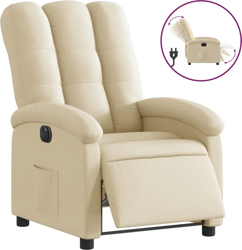 Elektrické polohovací křeslo krémové textil 3204077