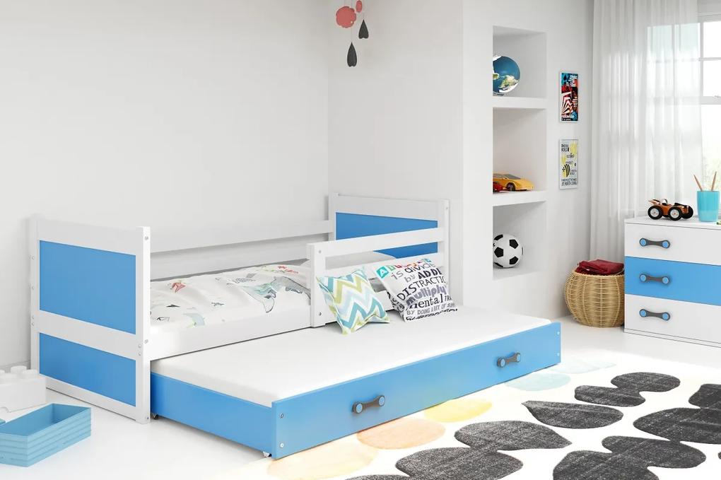 BMS Group Dětská postel s přistýlkou Rico 2 Bílá /grafit 200x90