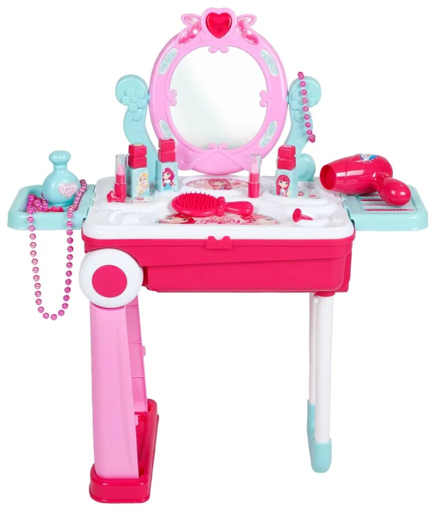 Dětský toaletní stolek v kufříku 2v1 Baby Mix Barva: Růžová
