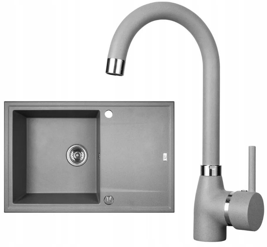 LAVEO Megalo, kuchyňský dřez 790x490x230 mm + dřezová baterie BKZ_968, šedá, LAV-SBEA511T