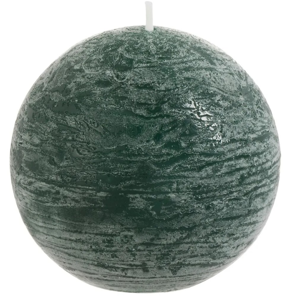 Tmavě zelená kulatá svíčka M - 7,5*7,5*7,5 cm