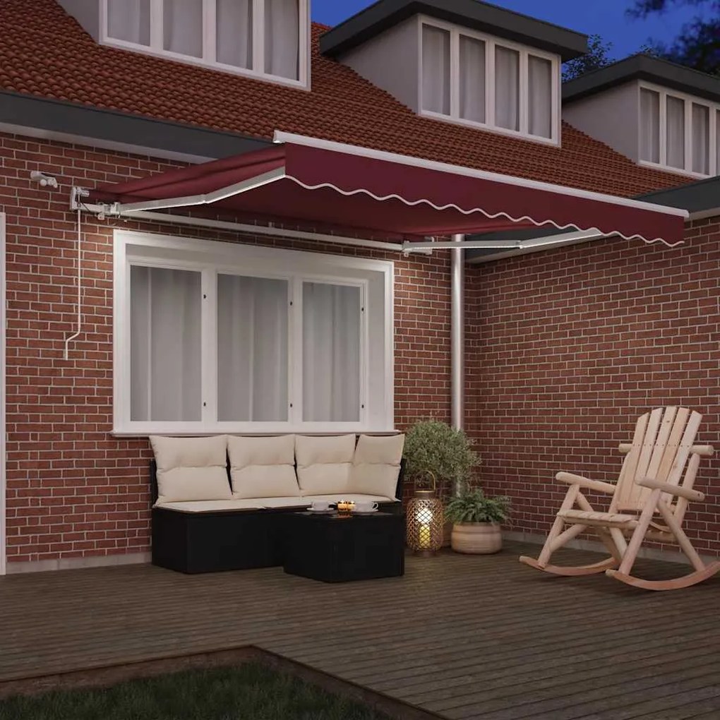 Automatická zatahovací markýza s LED burgundská 300 x 250 cm 3214971