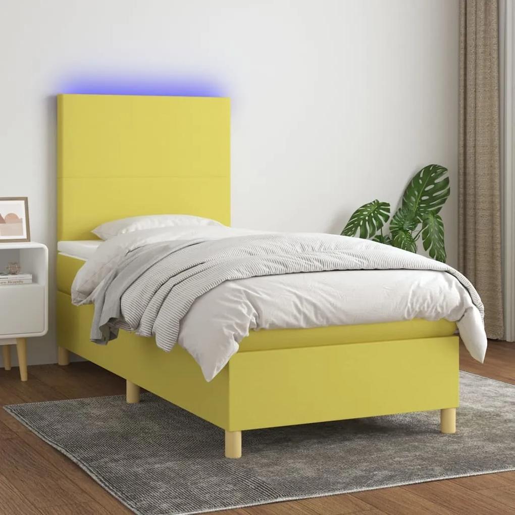 vidaXL Box spring postel s matrací a LED 90x200 cm textil [3135246] Barva: Modrá