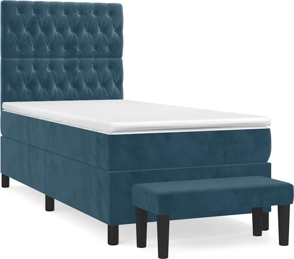 Box spring postel s matrací tmavě modrá 80 x 200 cm samet 3137993