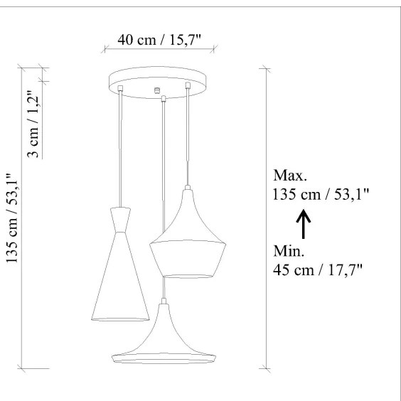 Lustr na lanku TOM 3xE27/40W/230V zelená