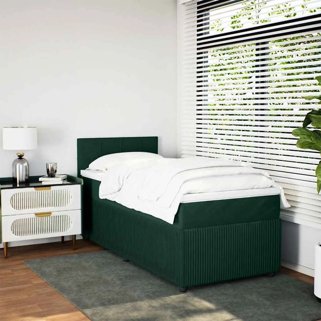 Box spring postel s matrací tmavě zelená 100x200 cm samet 3289965