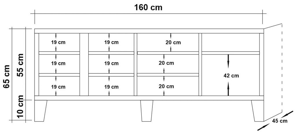 Designový TV stolek Aaralyn II 160 cm borovice atlantská