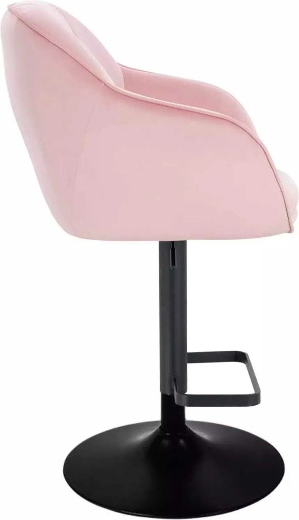 LuxuryForm DESIGN Barová židle AVOLA VELUR na černé kulaté podstavě - světle růžová